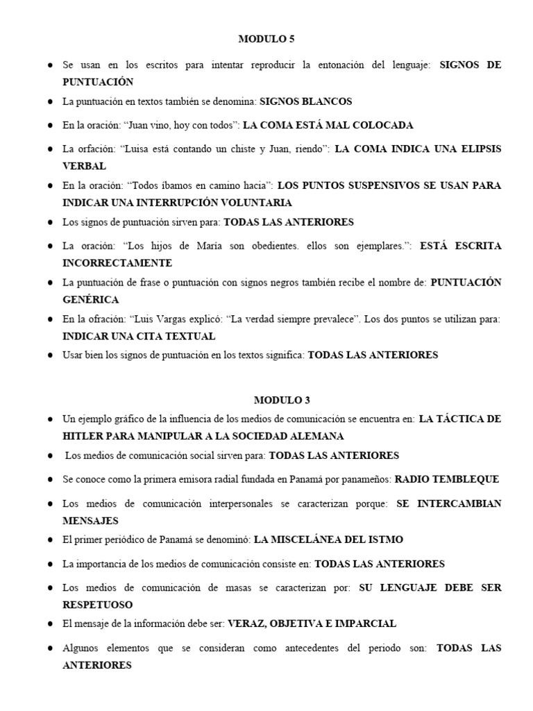 Modulo 1-5 Español | PDF | Comunicación | Puntuación
