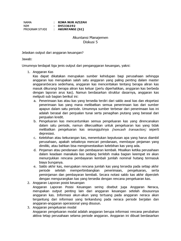 Akuntansi Manajemen - Diskusi 5 | PDF | Komputer