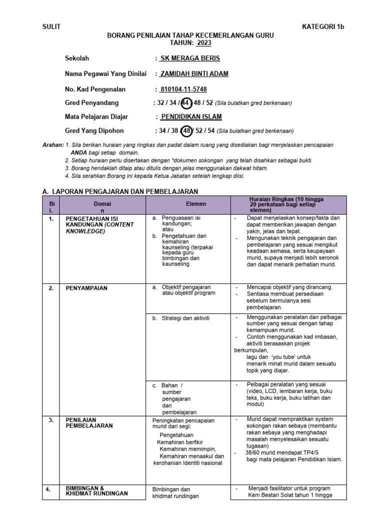 Borang Kategori 1b - ZAMIDAH | PDF