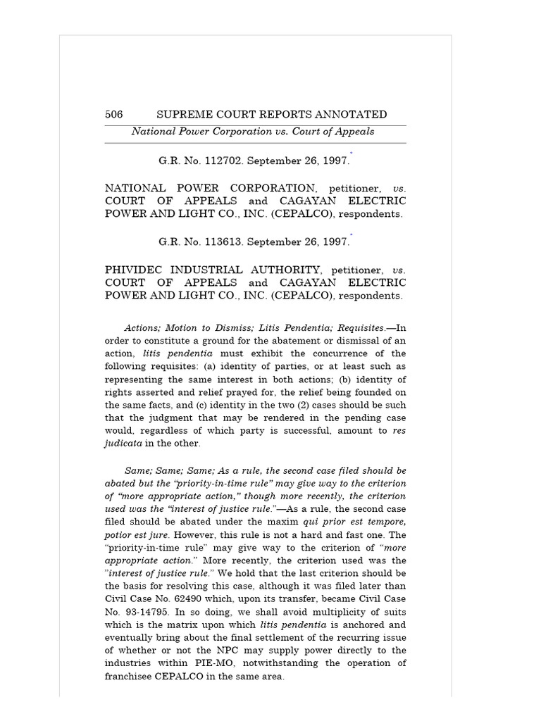 National Power Corp. v. CA 345 Phil. 9 1997 | PDF | Lawsuit | Certiorari