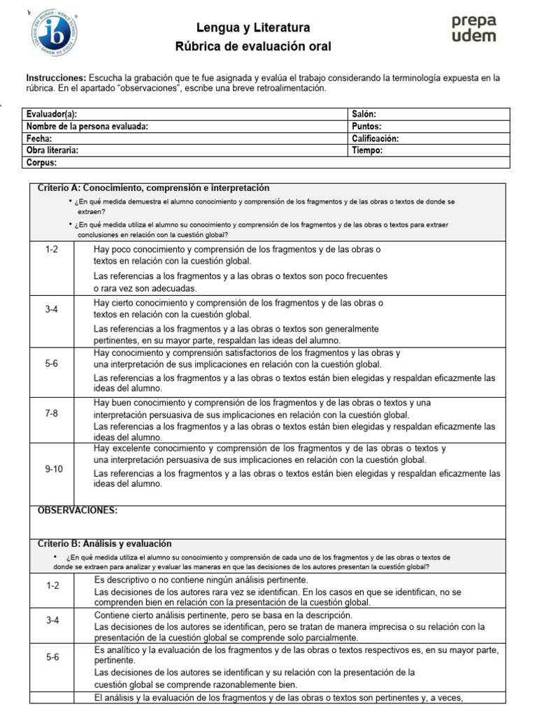 S07-Coevaluación - Rúbrica Oral Individual NS y NM | PDF | Comunicación ...
