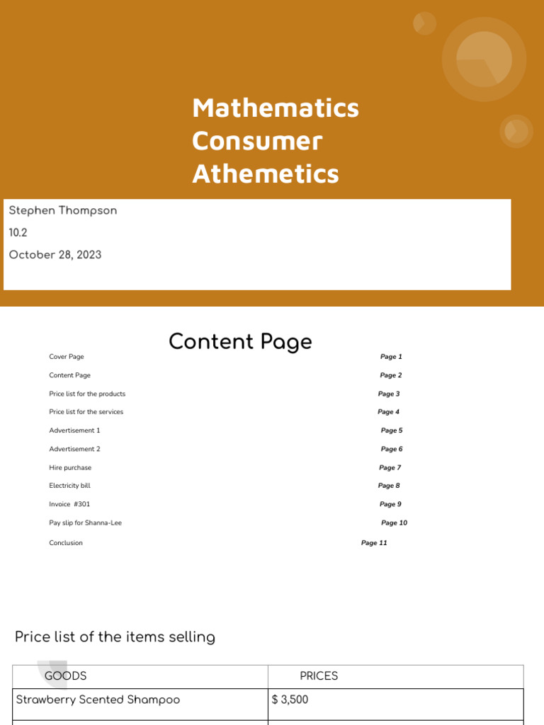 Consumer Arithmetic - De'Sean Rochester | PDF | Money | Business
