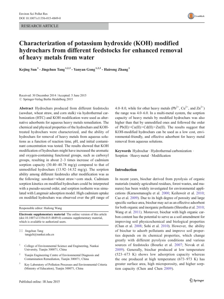 Characterization of Potassium Hydroxide (KOH) Modified Hydrochars From ...