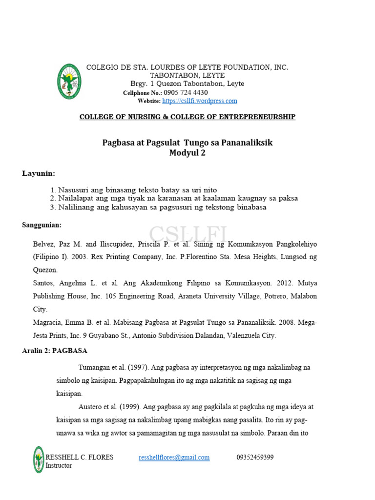 Modyul 2 Sa FILIPINO 21 Pagsulat at Pagbasa Tungo Sa Pananaliksik | PDF