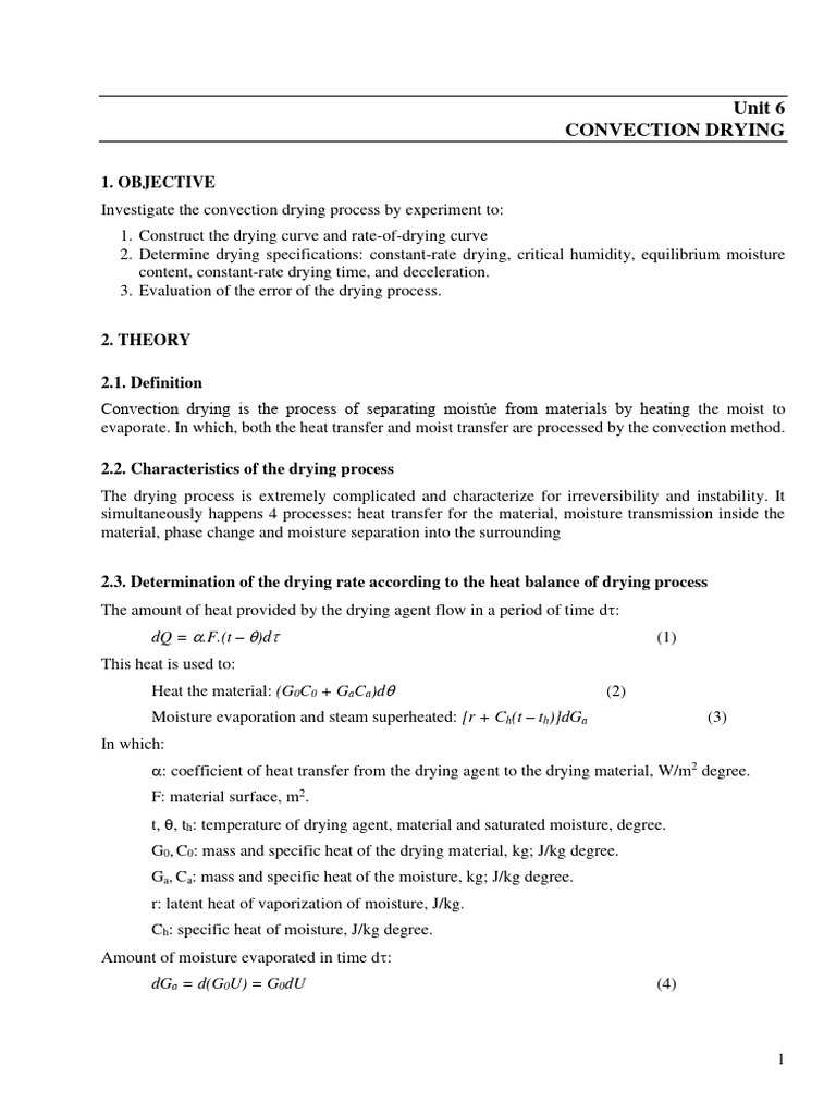 Unit 6 CONVECTION DRYING | PDF | Heat | Temperature