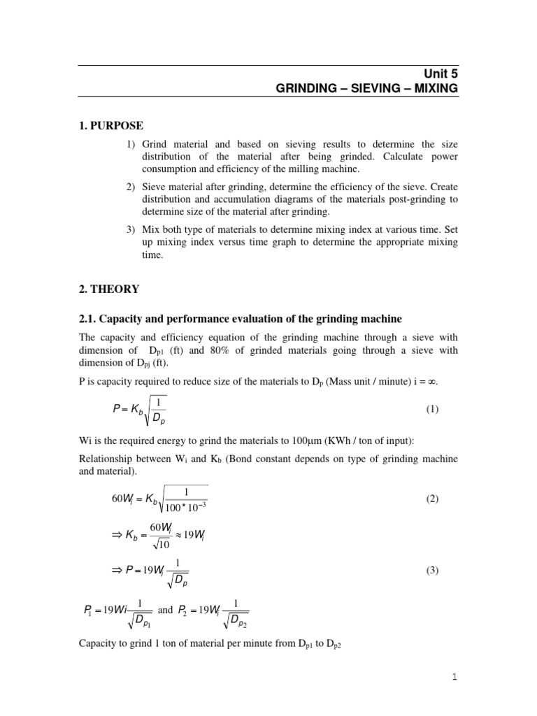 Grinding, Sieving, Mixing Guide | PDF | Mill (Grinding) | Mixture