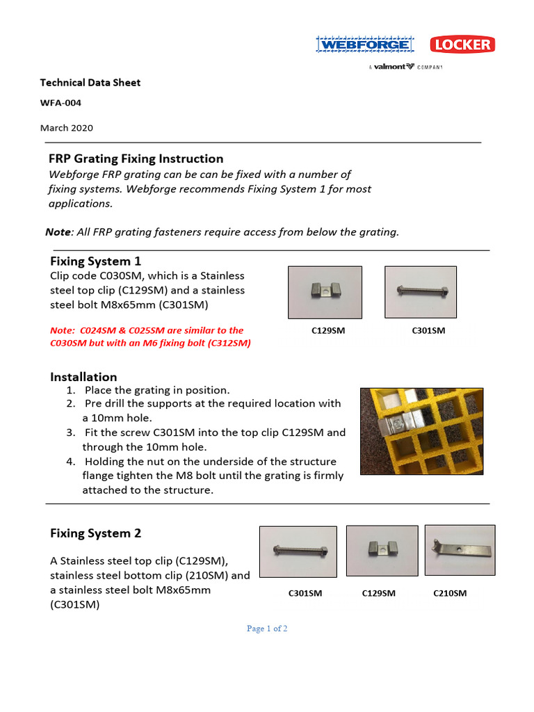 Wfa 004 FRP Grating Fixing Instruction v1 | PDF