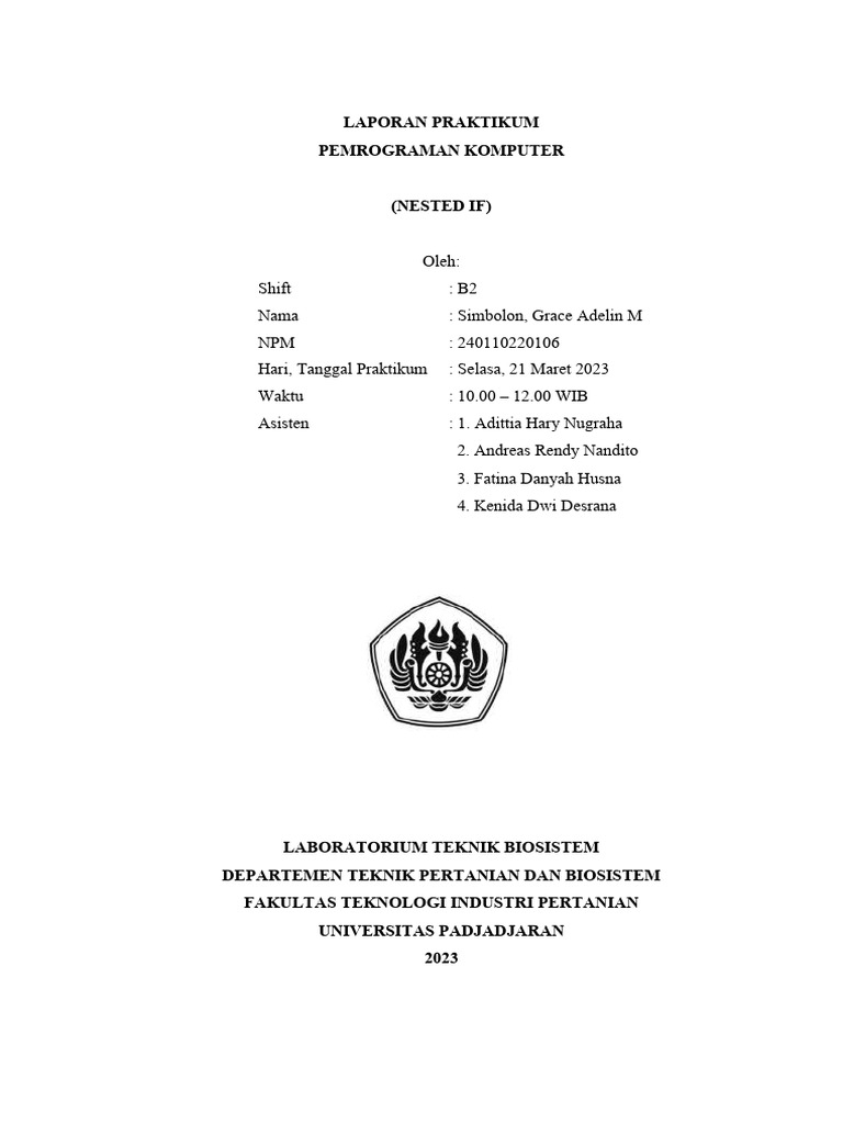 LAPRAK PEMOGRAMAN KOMPUTER - Nested If | PDF