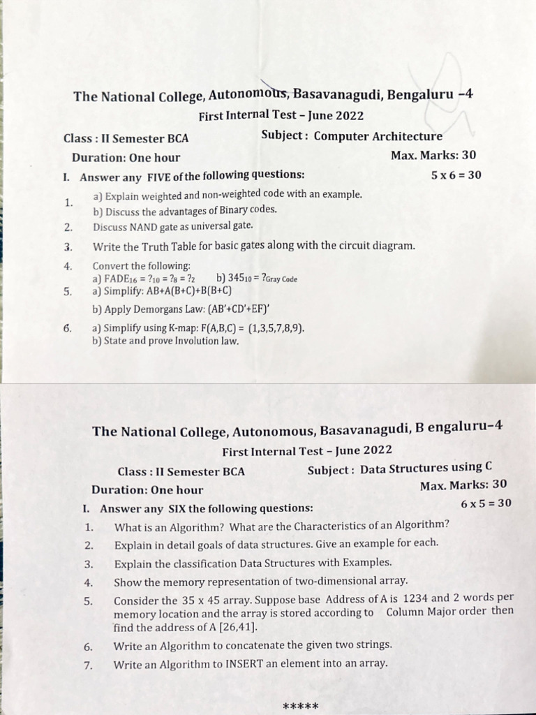 2022 BCA 1st Internal Papers | PDF