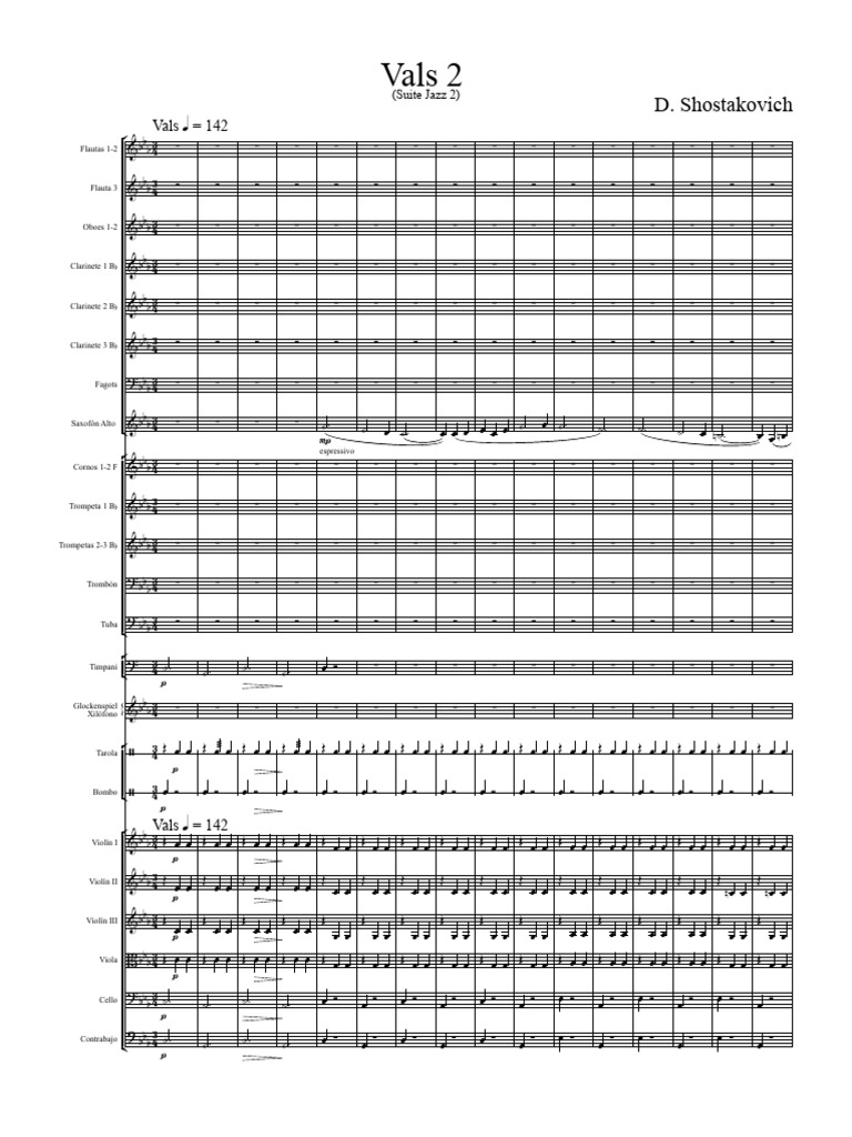 Shostakovich Vals 2 (Suite Jazz 2) Partitura Orquesta | PDF