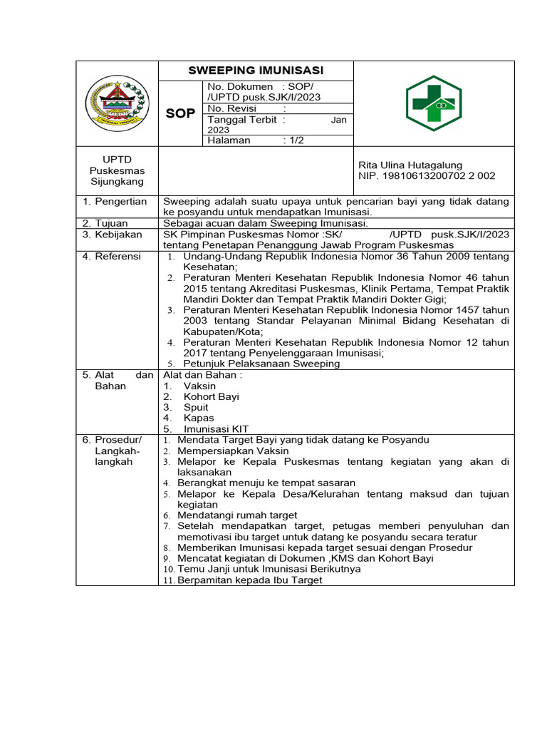 SOP Sweeping Imunisasi | PDF