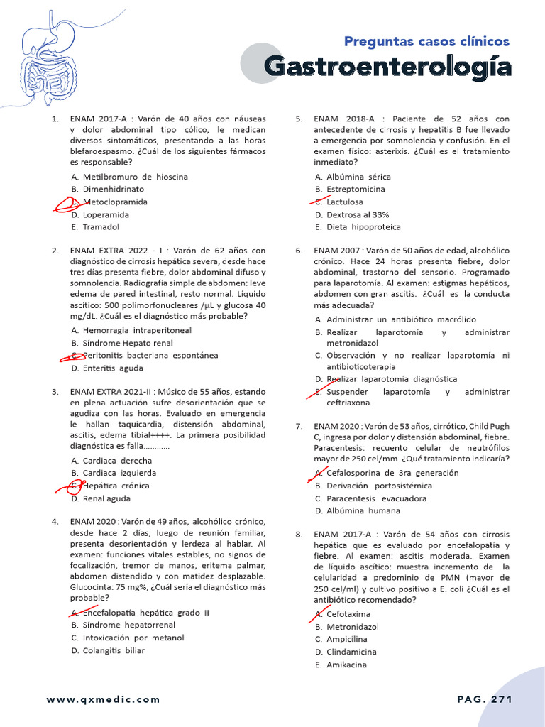 Gastroenterología - Banco de Preguntas - Caso Clínico - Sin Claves | PDF