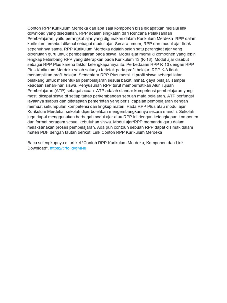 Contoh RPP Kurikulum Merdeka Dan Apa Saja Komponen Bisa Didapatkan ...