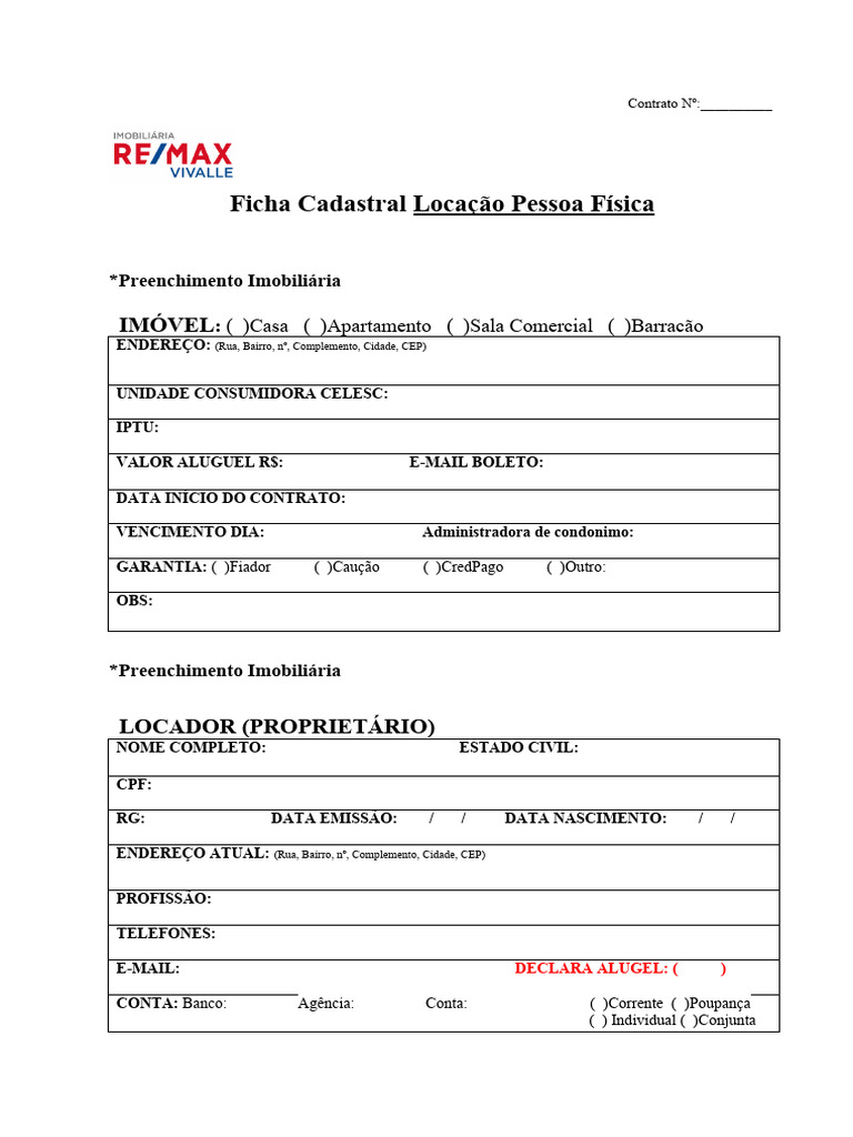Ficha Cadastral Locação - PF | PDF