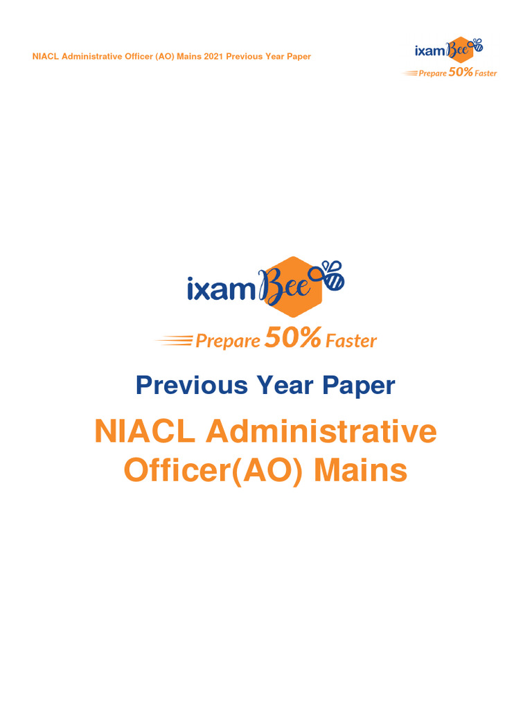 NIACL Administrative Officer (AO) Mains 2021 Previous Year Paper ...