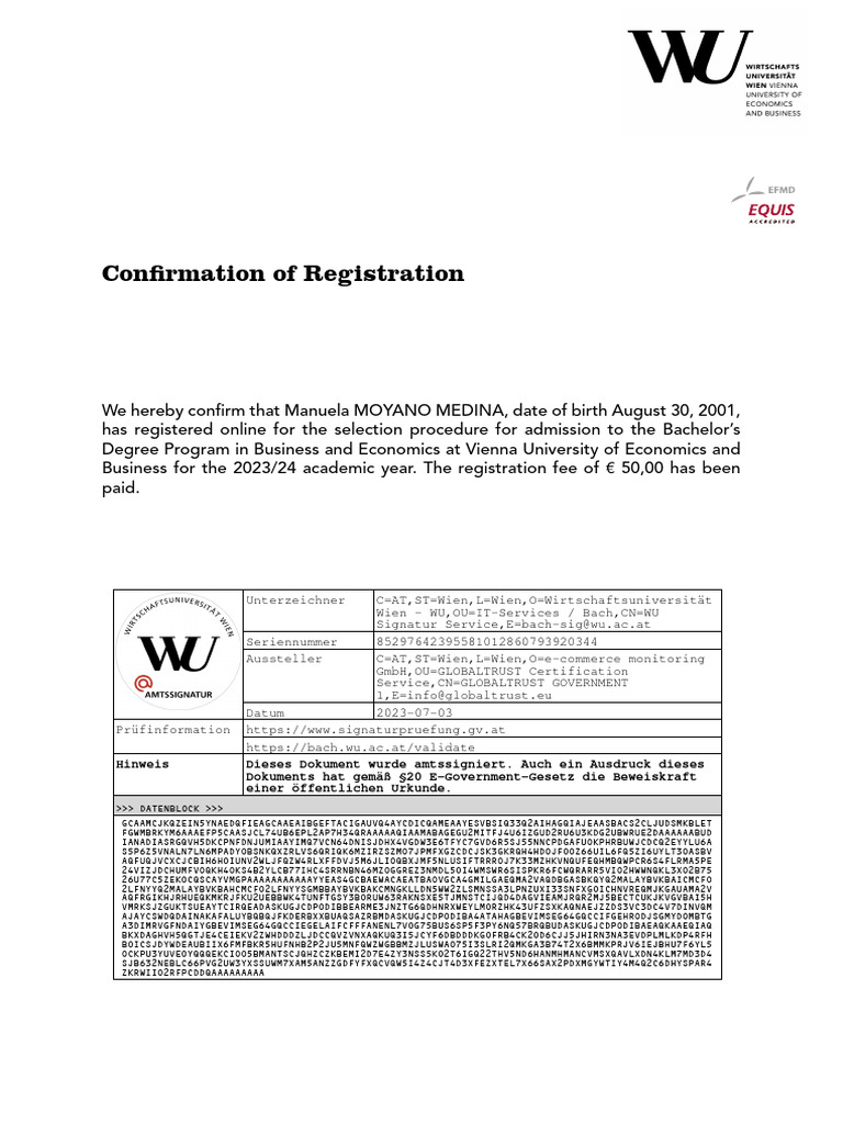 Confirmation of Registration 82087-2 | PDF