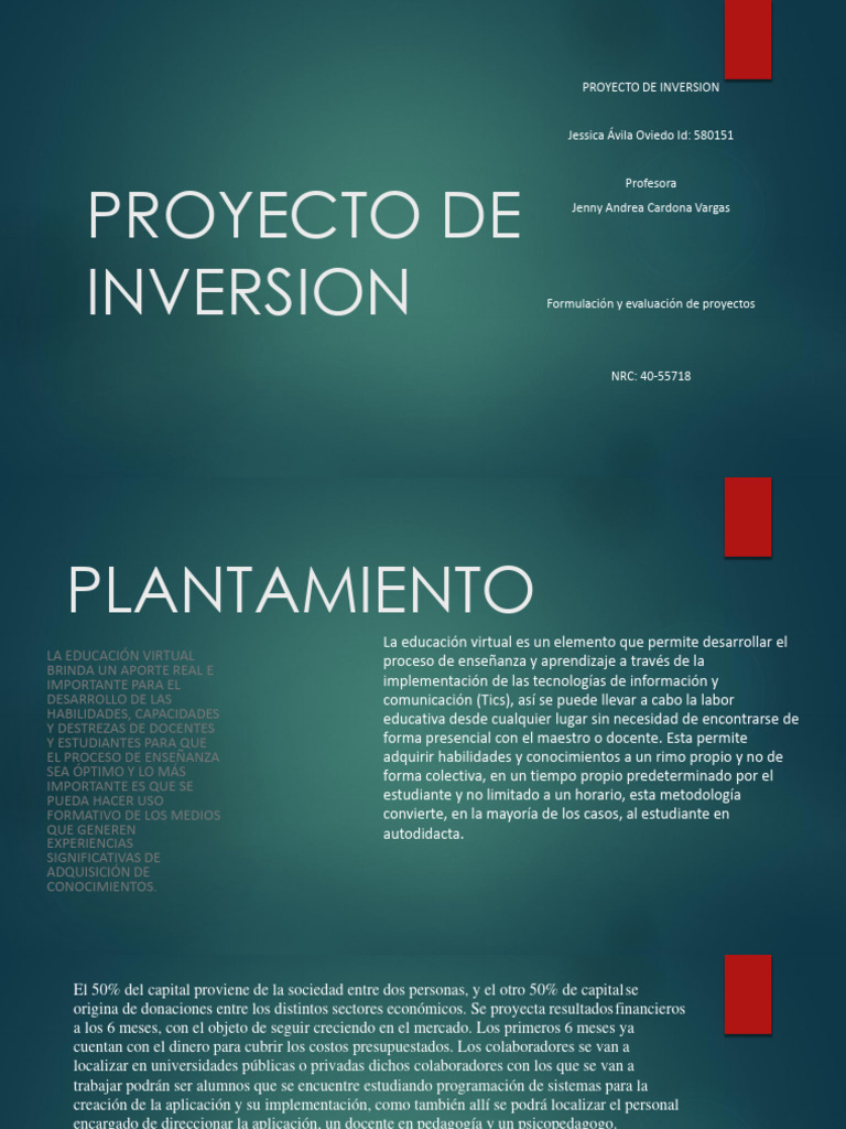 Proyecto de Inversion | PDF | Enseñando | Maestros