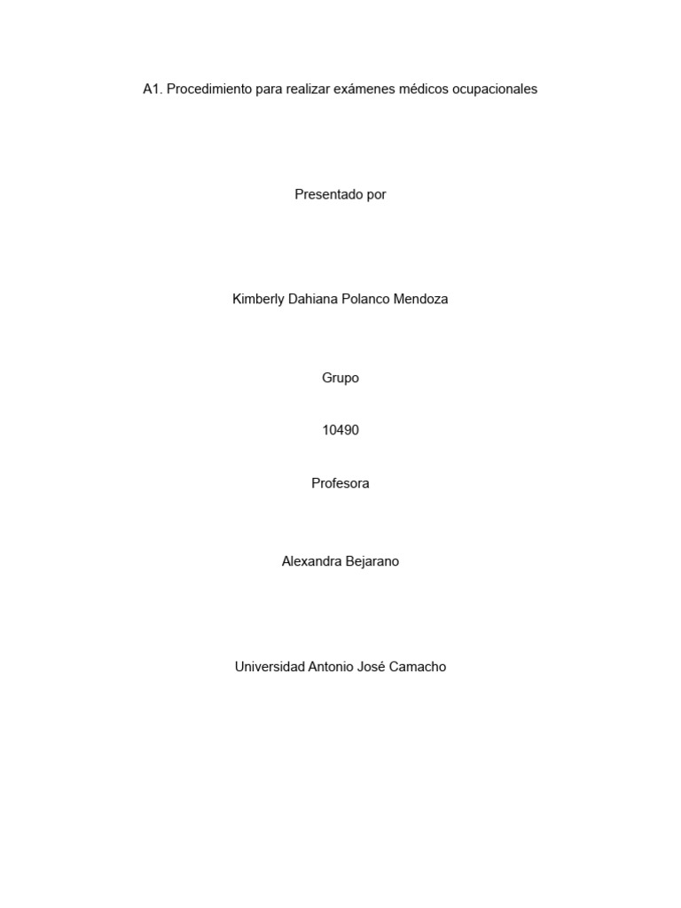 A1 Procedimiento para Realizar Exámenes Médicos Ocupacionales | PDF ... A1 Procedimiento para Realizar Exámenes Médicos Ocupacionales | PDF ...