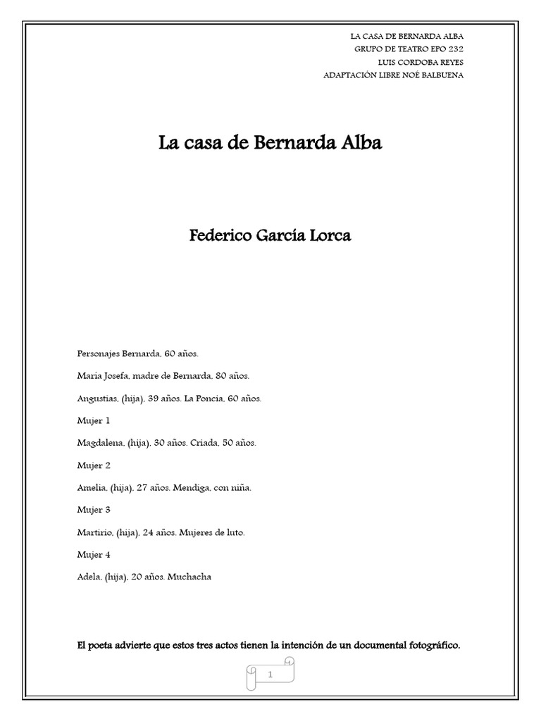 La Casa de Bernarda Alba | PDF