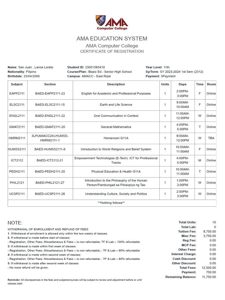 Student Enrollment Spreadsheet Example | PDF