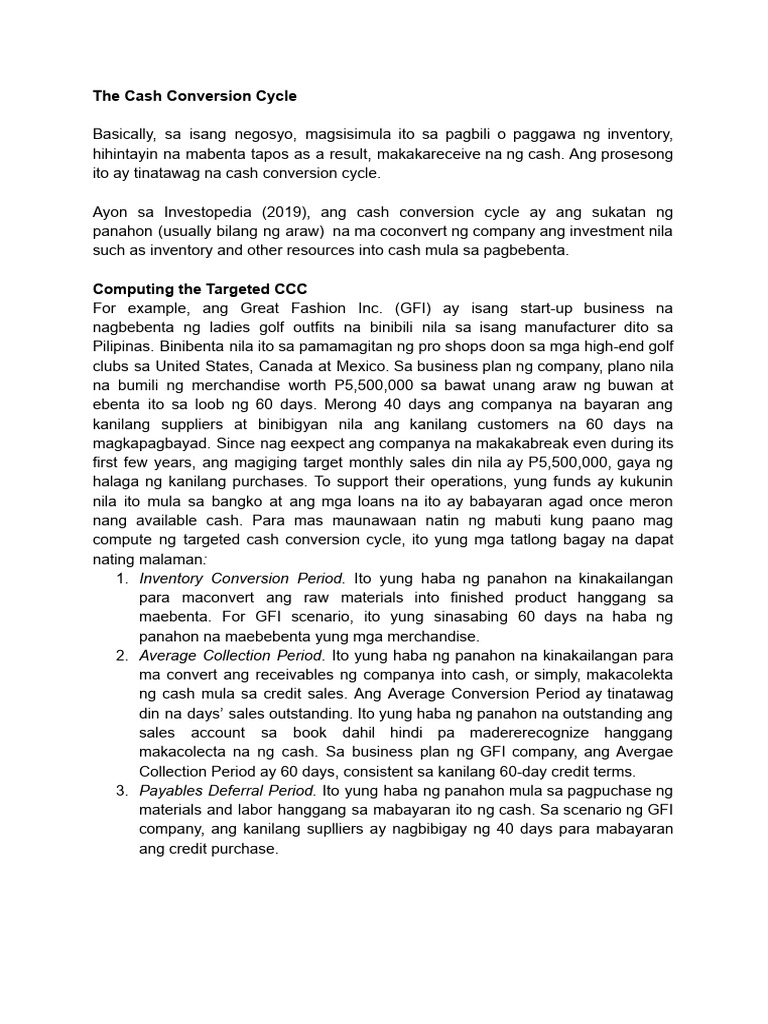 Cash Conversion Cycle Pdf 7267