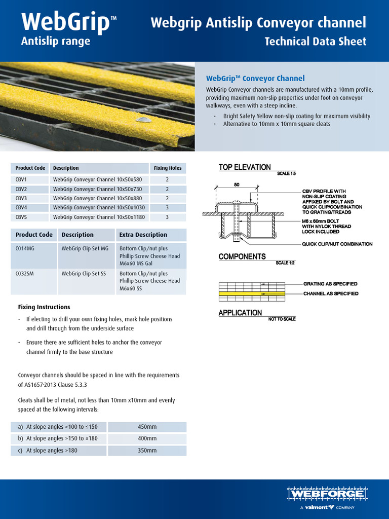 Antislip Conveyor Channel Tech Data Sheet | PDF