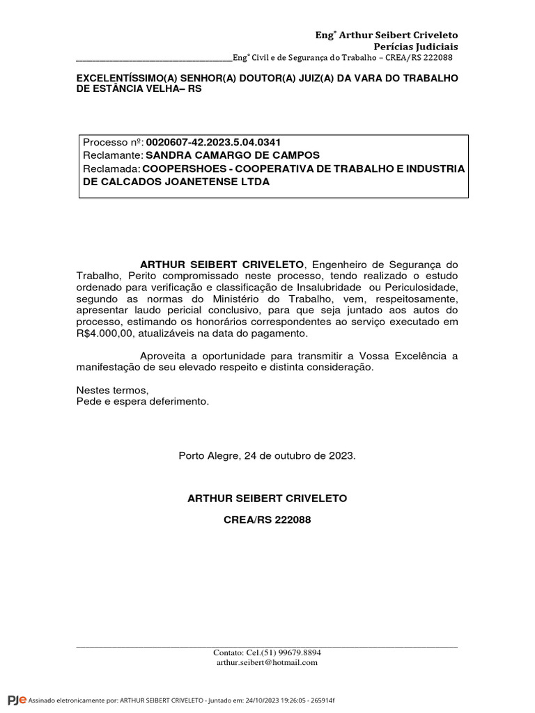 Apresentação de Laudo Pericial - Sandra | PDF | Negócios
