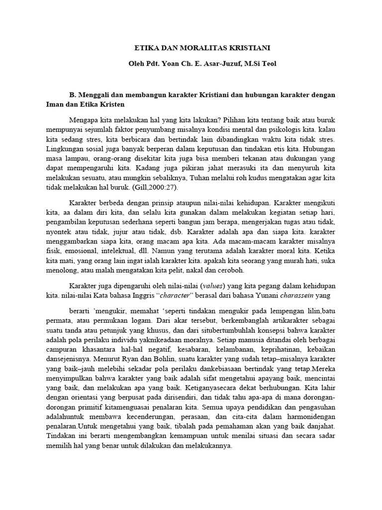 Etika dan Karakter dalam Kristen | PDF | Pengembangan Diri