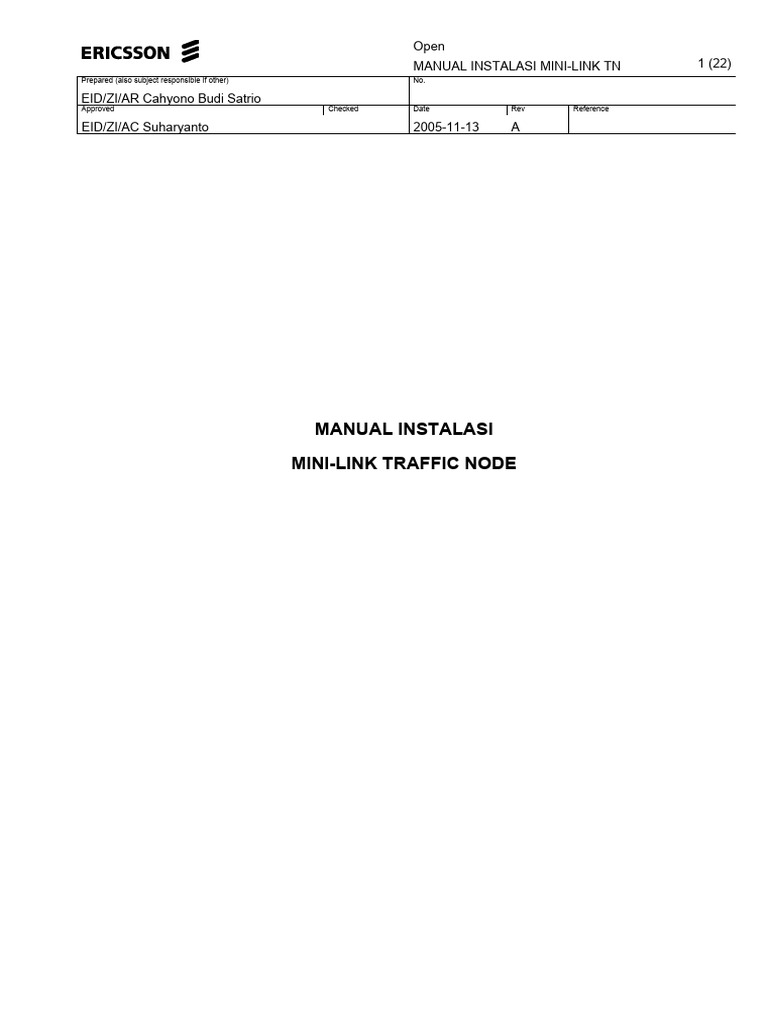 TN Mini-Link Manual Instalasi | PDF