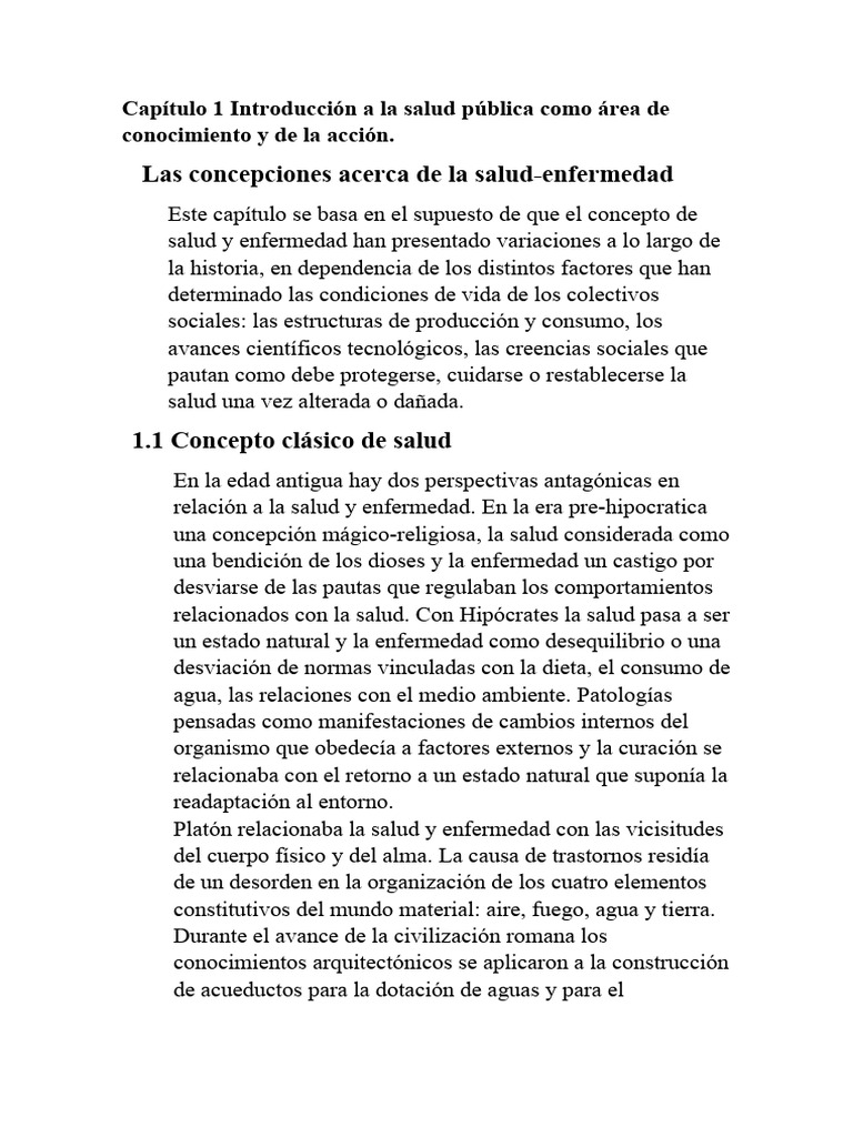 Capítulo 1 Introducción A La Salud Pública Como Área de Conocimiento y de La Acción U3 | PDF