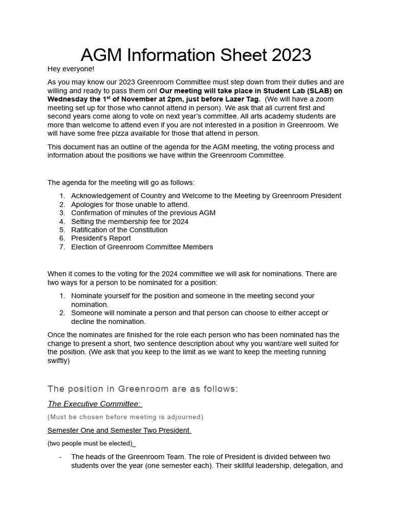 AGM Information Sheet 2023 | PDF