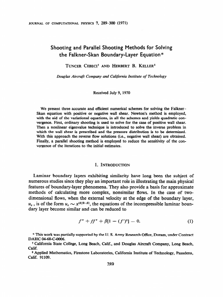 Shooting and Parallel Shooting Methods For Solving The Falkner-Skan Boundary-Layer Equation | PDF