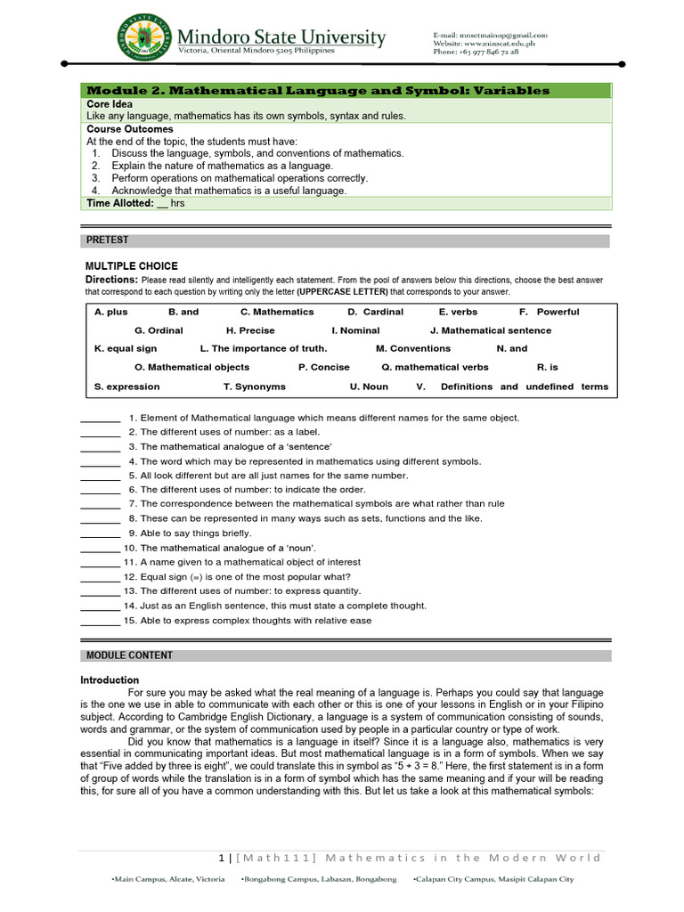 Math 111 - Module 2 1 | PDF