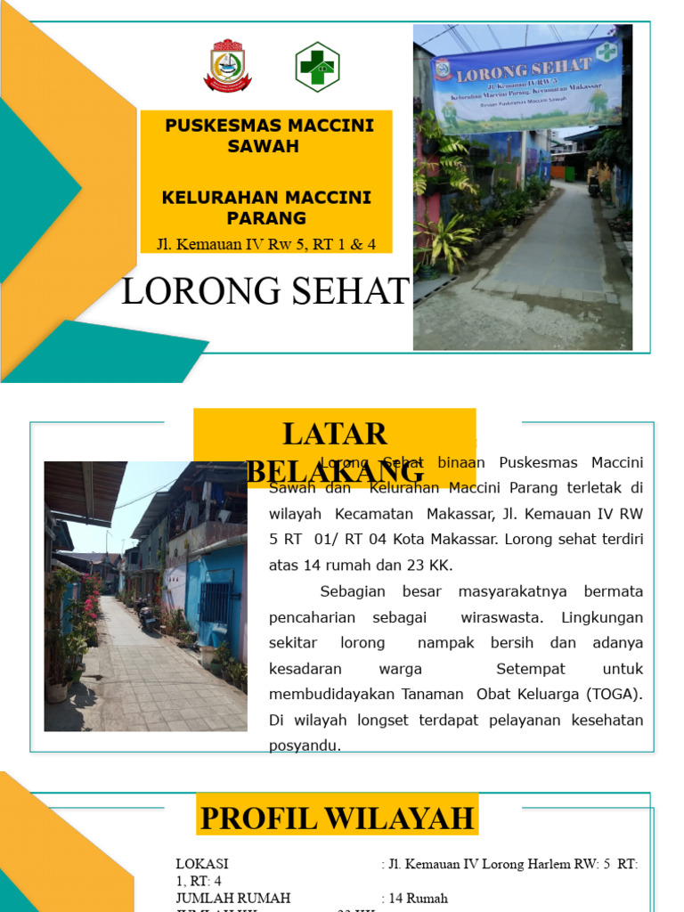 Profil Lorong Sehat (Longset) Puskesmas Maccini Sawah 2023 | PDF