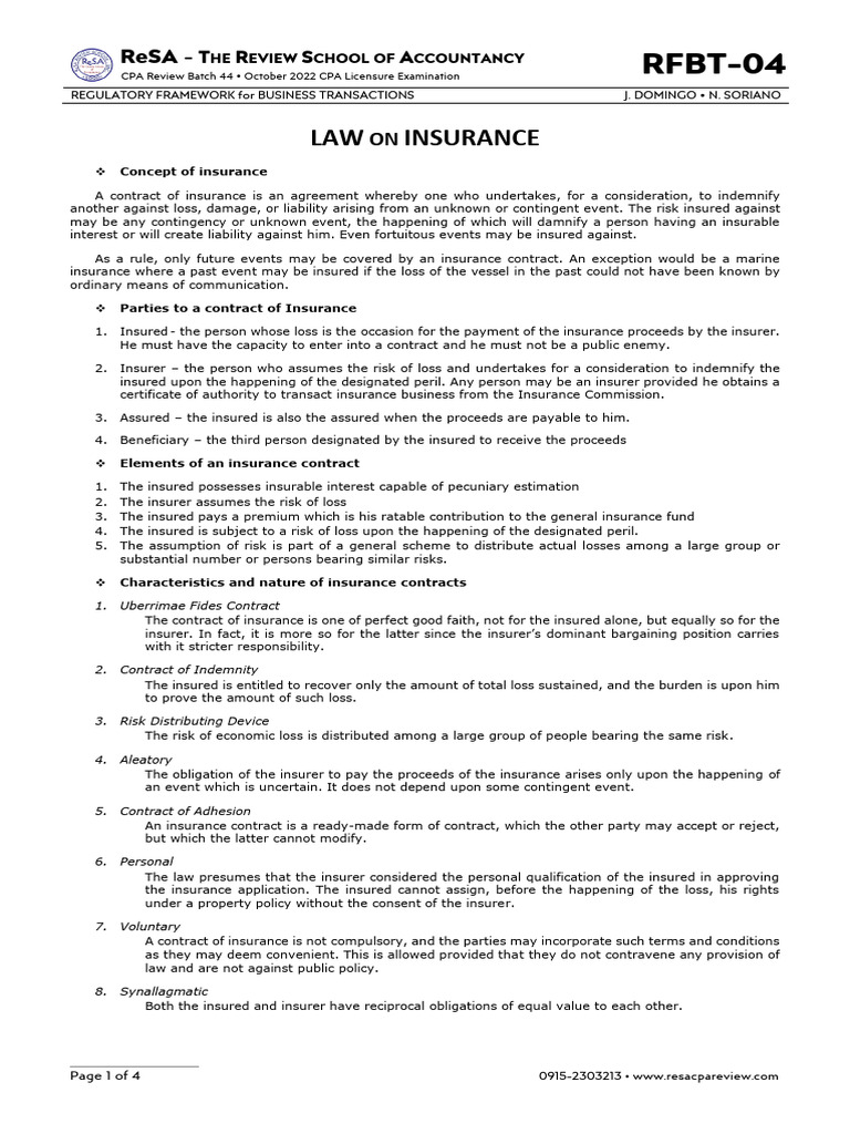 RFBT-04 (Insurance) | PDF