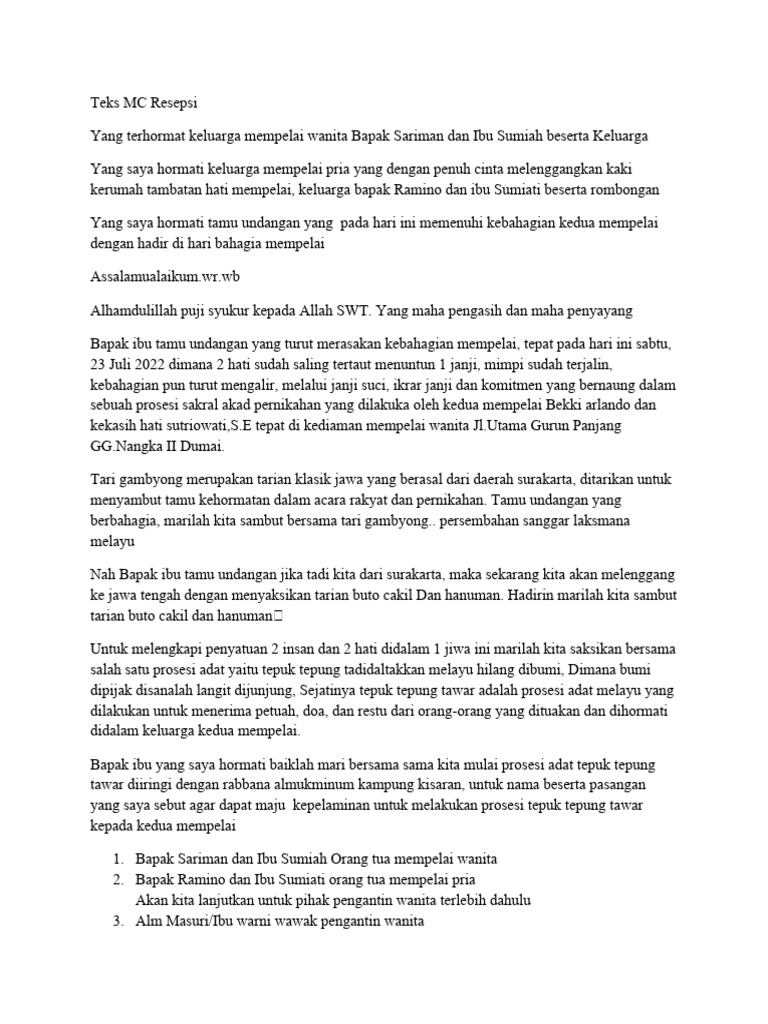 Skrip MC Pernikahan | PDF
