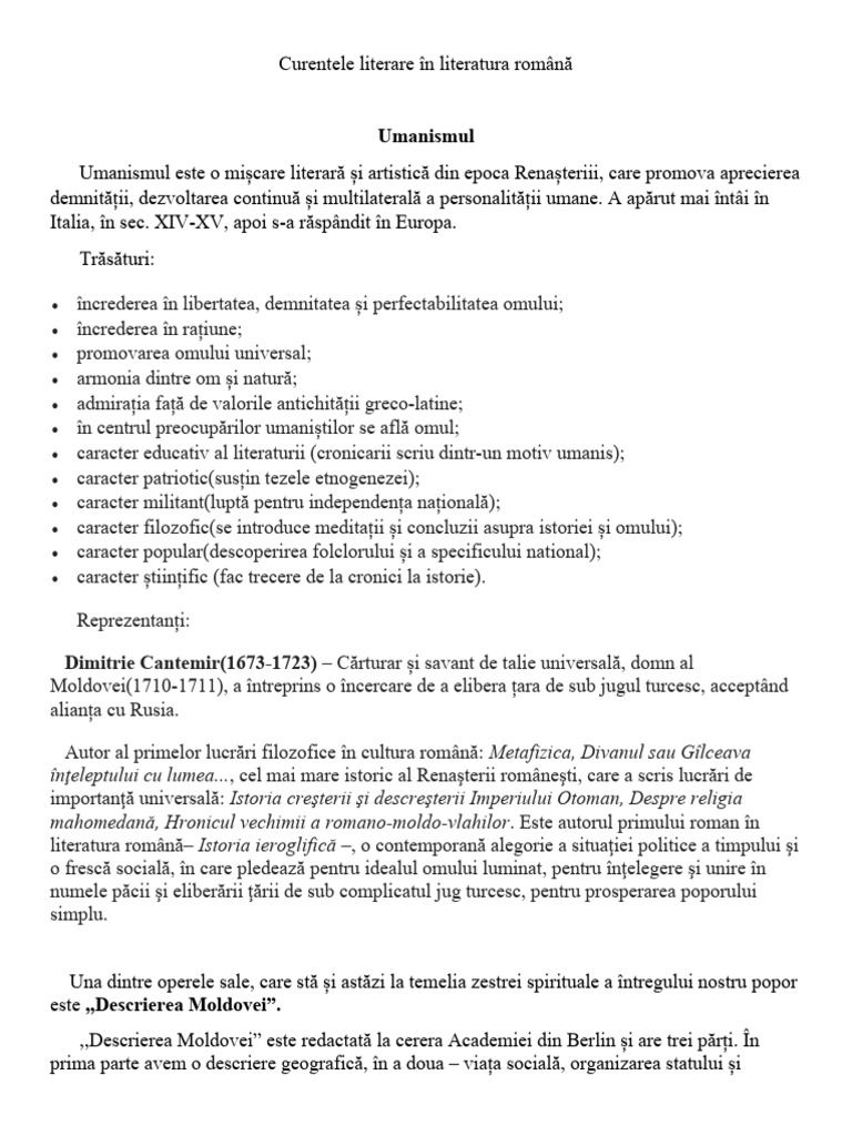 Curentele Literare În Literatura Română | PDF