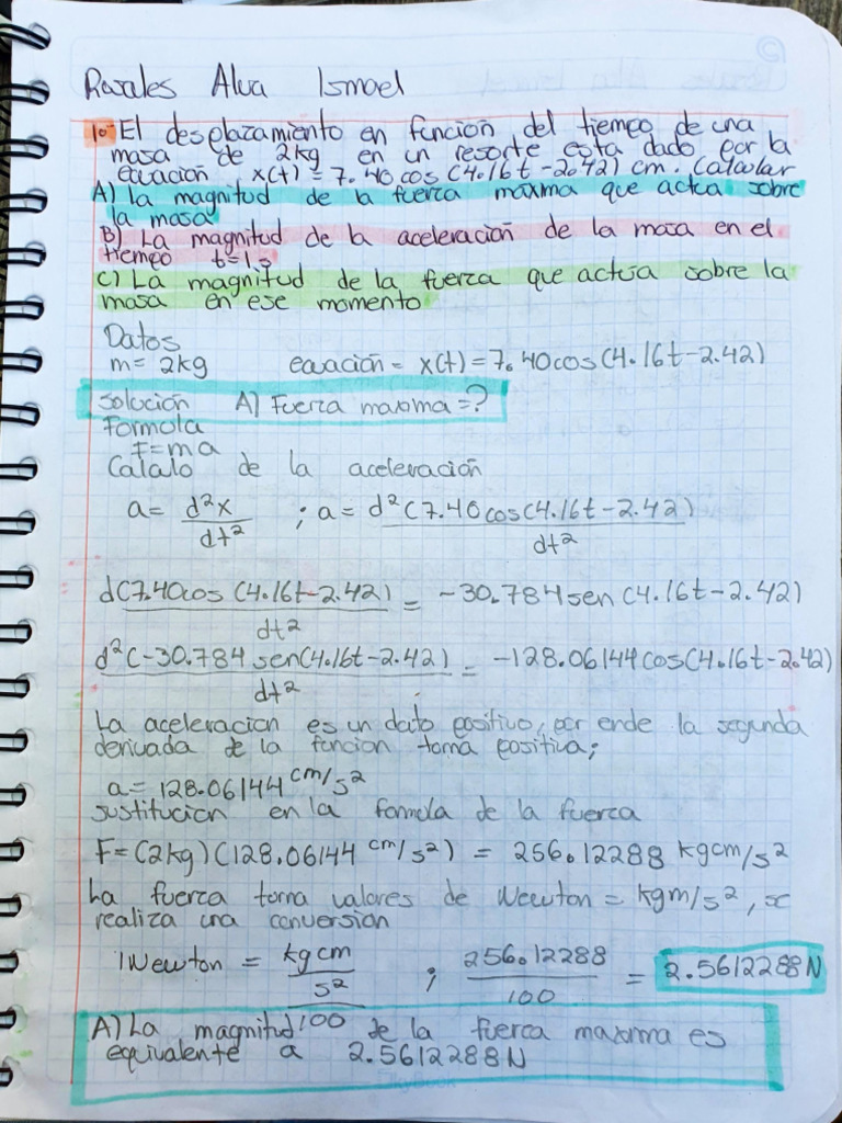 Examen Primer Parcial de Ondas Mecanicas Hecho Por Rosales Alva Ismael ...