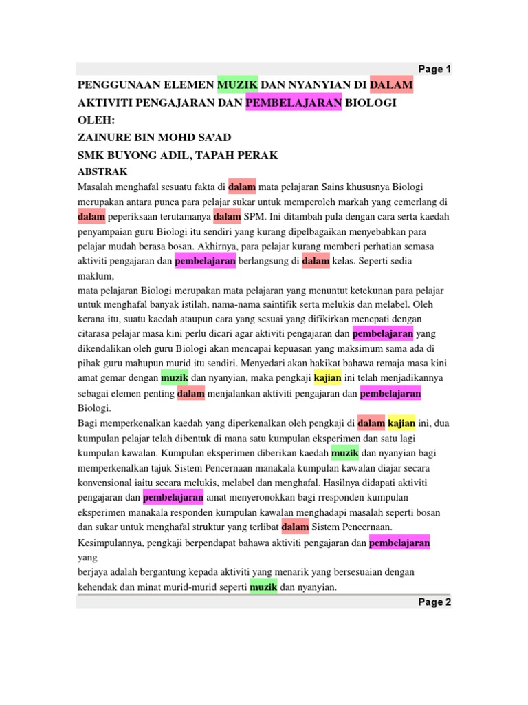 Elemen Muzik Dalam Pengajaran | PDF