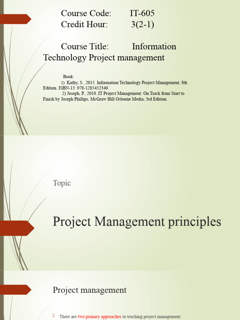 Lec 2 Project Management Principles | PDF