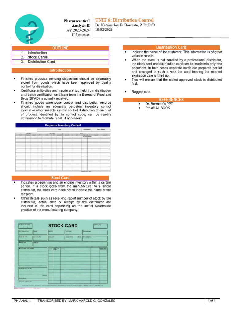 Unit 6 - Distribution Control | PDF | Business | Finance & Money Management