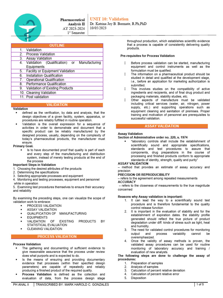 Unit 10 Validation Pdf 