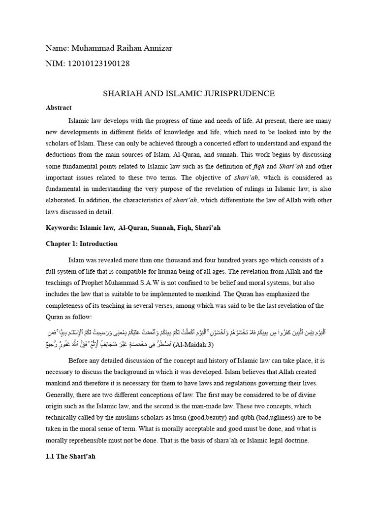 Shariah and Islamic Jurisprudence | PDF