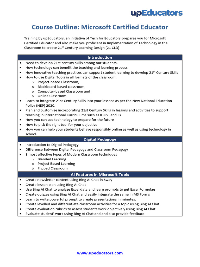 Microsoft Certified Educator Training | PDF | Career & Growth