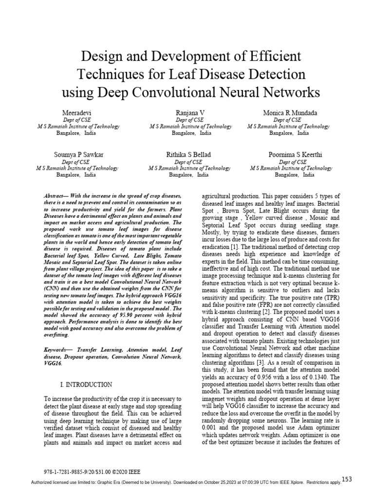 Design and Development of Efficient Techniques For Leaf Disease ...