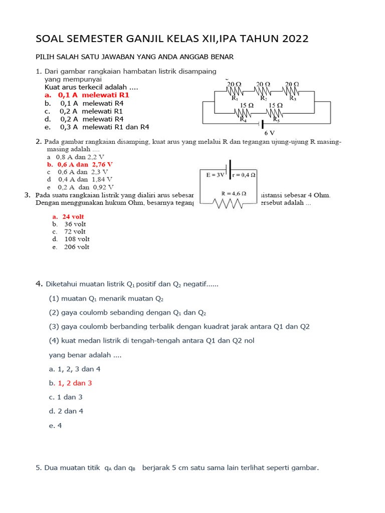 Soal Semester Ganjil Kelas 3 2021 | PDF