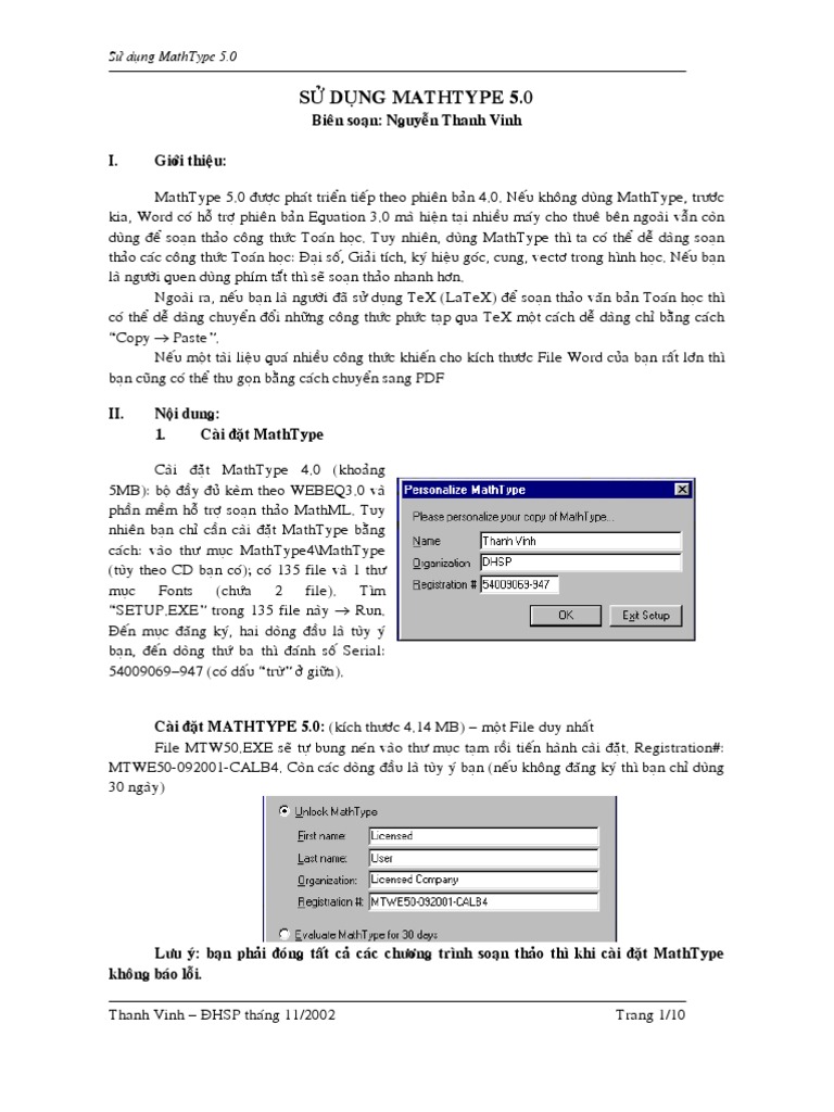 Hướng dẫn sử dụng MathType | PDF