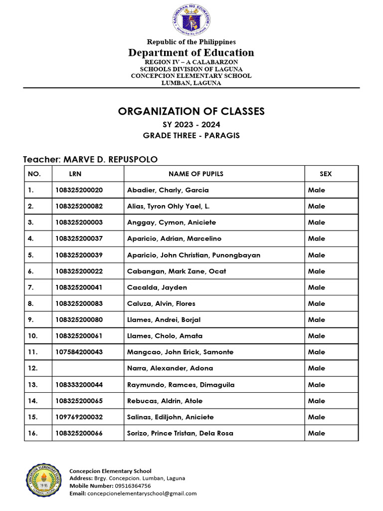 Organization of Classes g3 | PDF