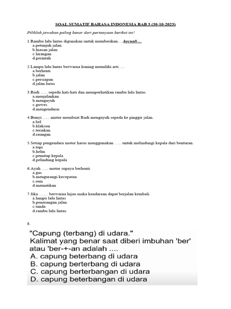 Soal Sumatif Bahasa Indonesia Bab 3 | PDF