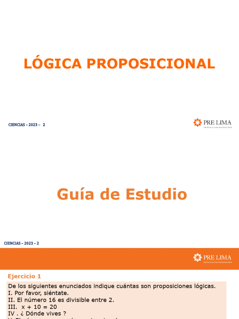 GUÍA DE ESTUDIO Lógica Proposicional | PDF